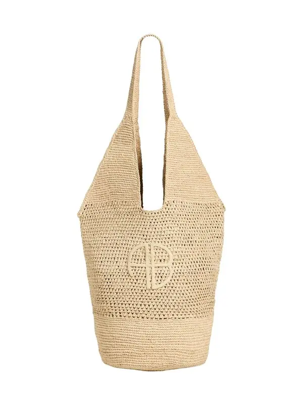 ANINE BING Leah Logo Hobo Bag - Natural