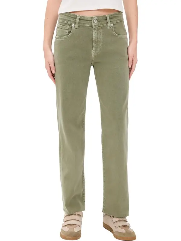7 For All Mankind Calie Straight Ankle Jeans - Army