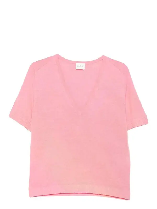 Closed V-neck Top - Pink