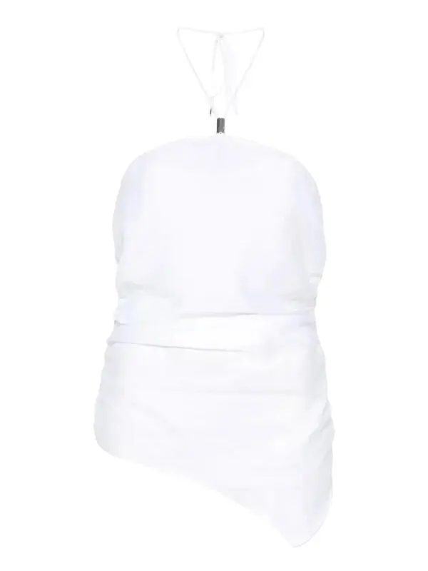 SEMICOUTURE Halter Gathered Top - White