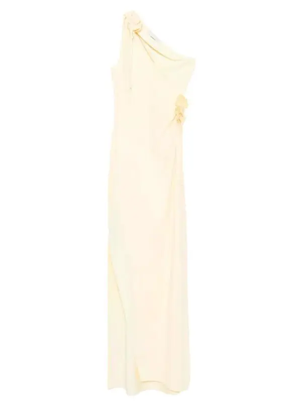 Coperni Asymmetric Floral-appliqué Maxi Dress - Yellow