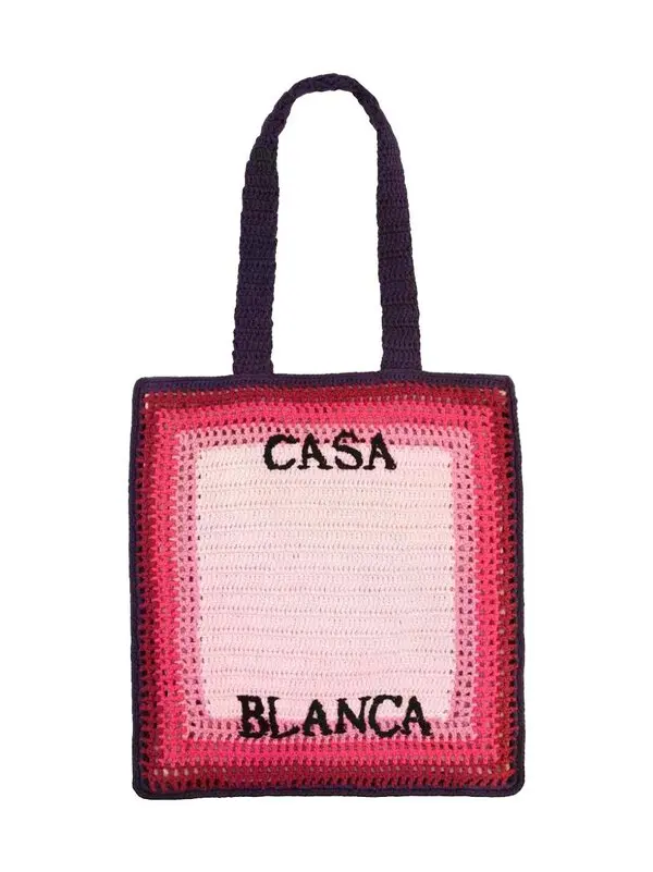 Casablanca Square Crochet Tote Bag - Pink