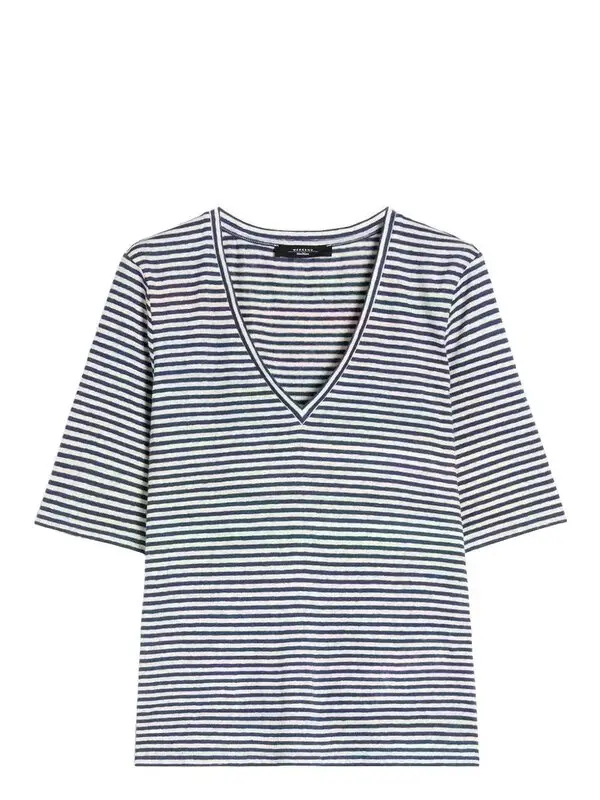 Max Mara Opzione Striped V-neck T-shirt - Blue