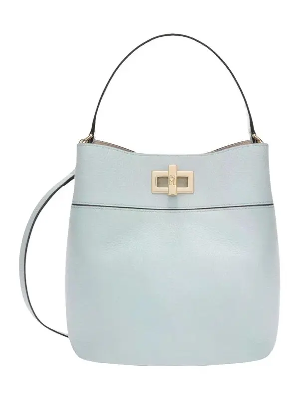 Furla Amelia Leather Bucket Bag With Lock - Blue