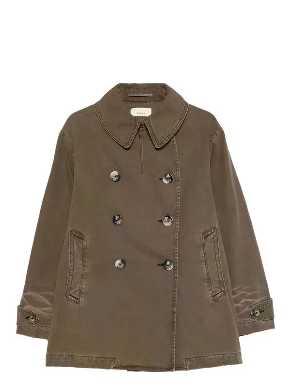 6397 Double-breasted Collared Jacket - Brown