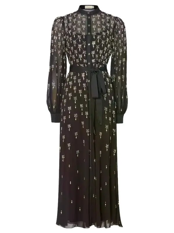 TEMPERLEY LONDON Buttoned Embellished Maxi Gown - Black