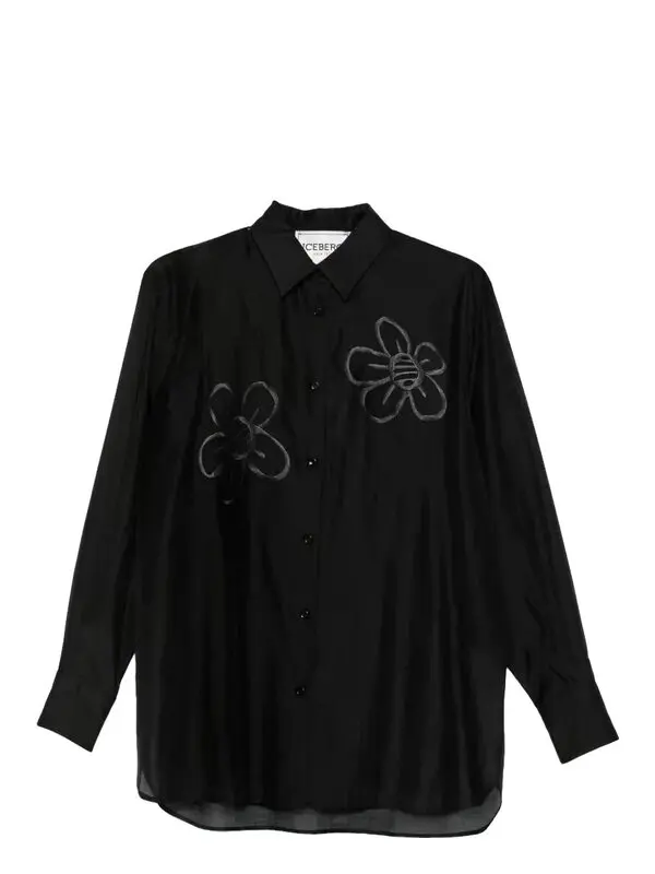 Iceberg Floral-embroidered Shirt - Black