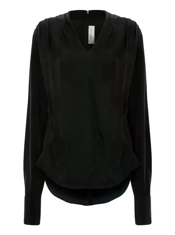 Victoria Beckham V-neck Long-sleeve Top - Black
