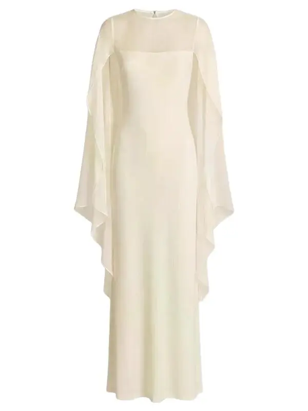 Alberta Ferretti Sleeveless Sheer Overlay Maxi Dress - Neutrals