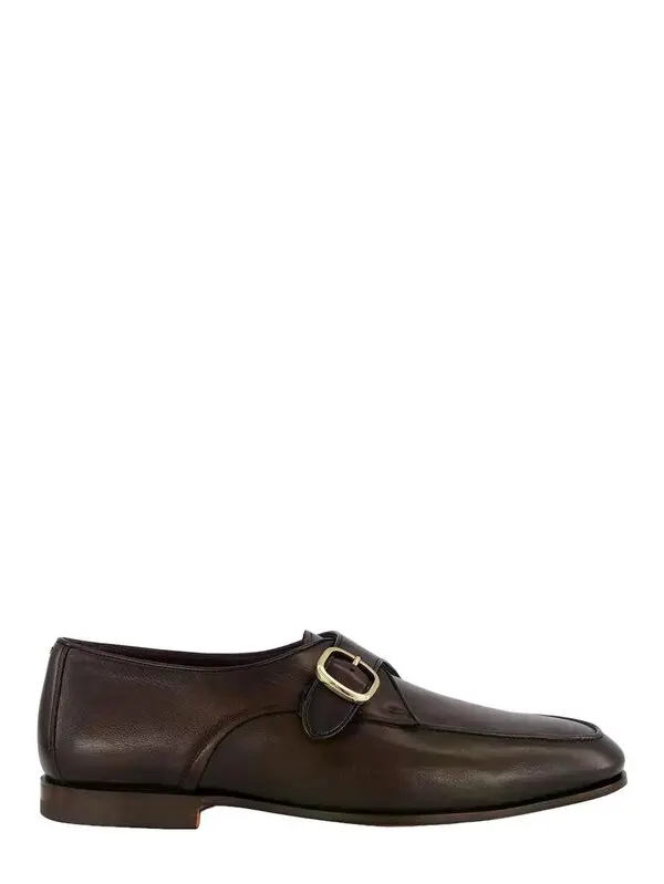 Santoni Buckled Leather Loafers - Brown