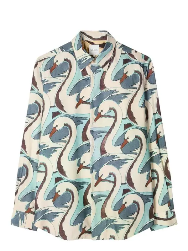 Paul Smith Swan Patterned Shirt - Neutrals