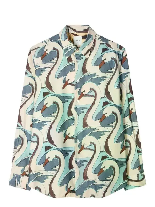 Paul Smith Swan Print Shirt - Neutrals