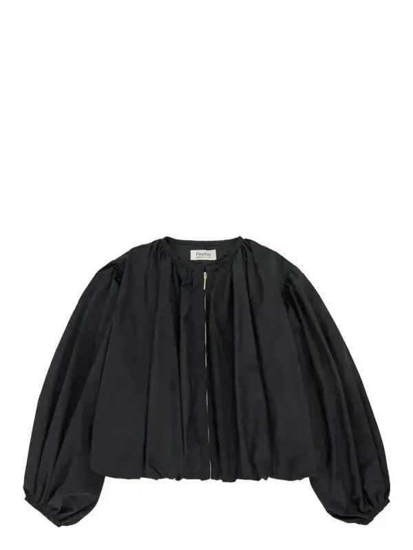 PSOPHIA Balloon-sleeve Zip-up Bomber Jacket - Black