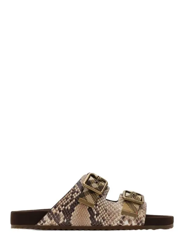 Burberry Python-print Leather Urchin Sandals - Serpent Beige