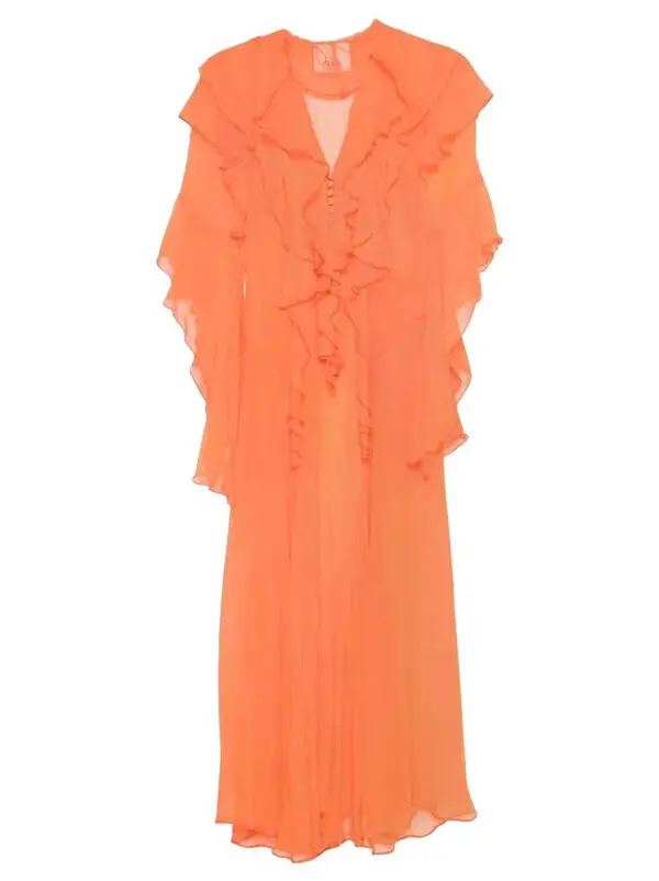Erika Cavallini Ruffled Midi Dress - Orange
