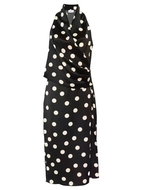 Marella Polka-dot Halterneck Midi Dress - Black