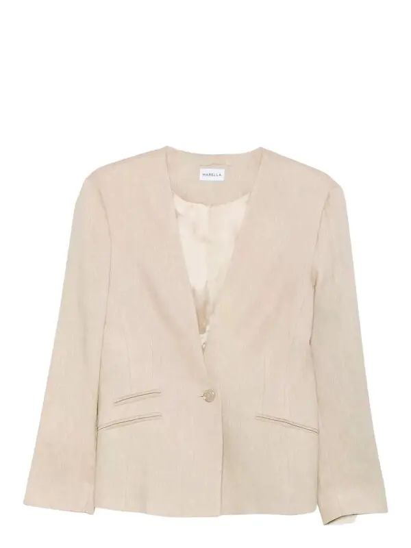 Marella Single-breasted Linen Blazer - Neutrals