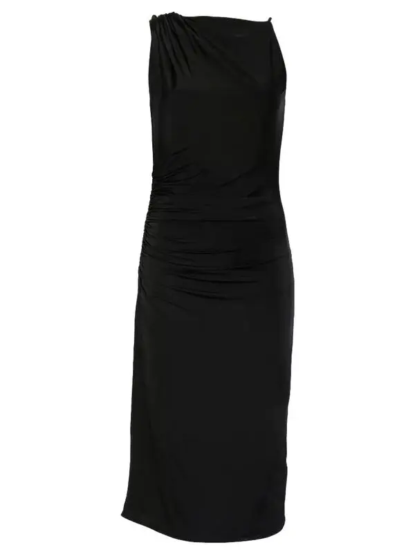 Marella Draped Midi Dress - Black