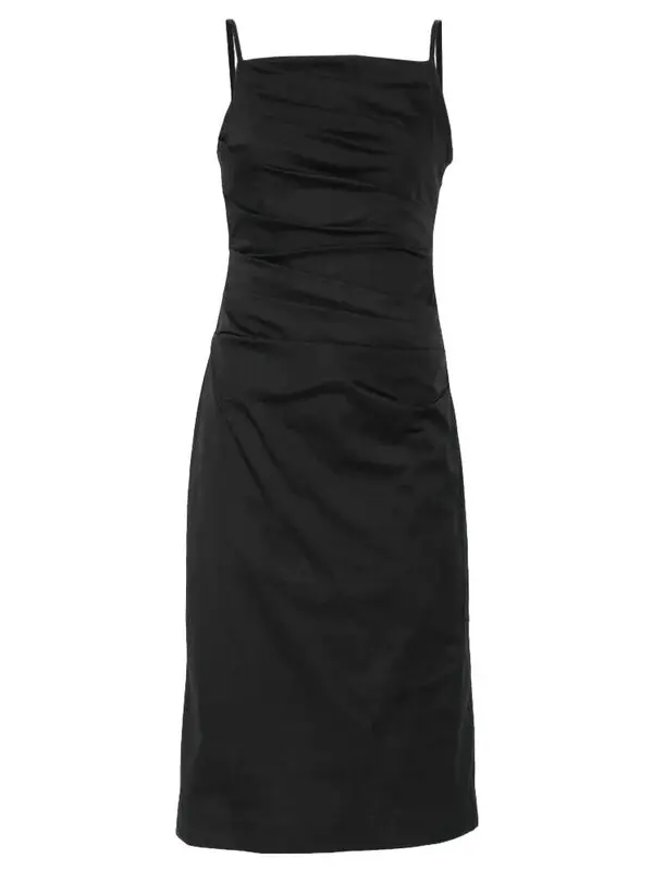 Marella Draped Midi Dress - Black
