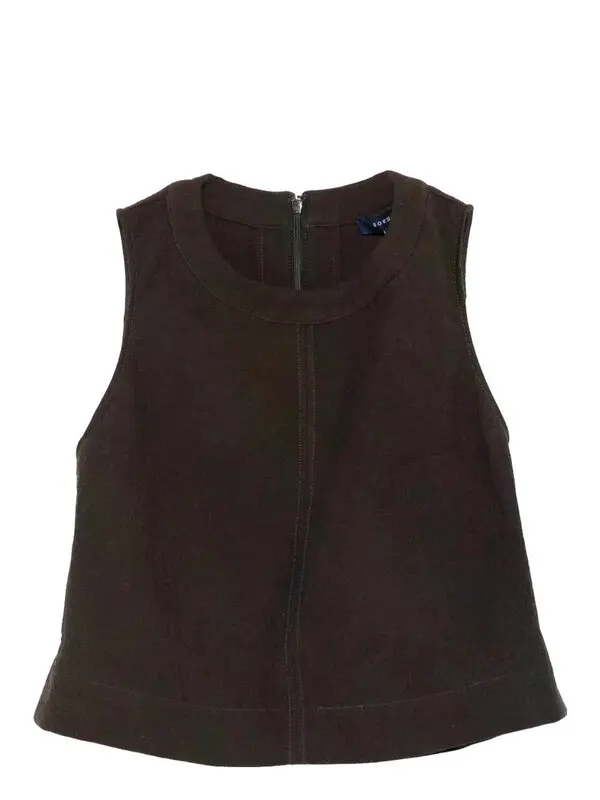 Soeur Textured Sleeveless Top - Brown