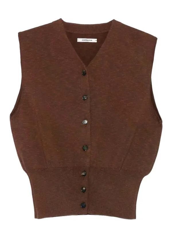 CORDERA Button Down Vest - Brown