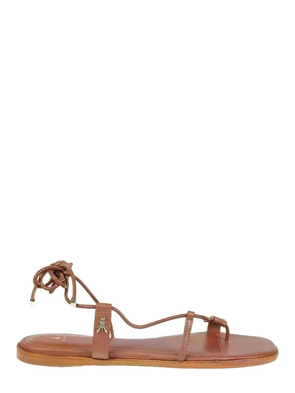 Patrizia Pepe Tie-fastening Leather Sandals - Brown