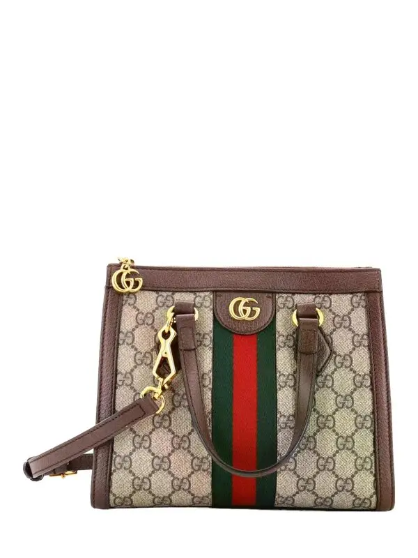 Gucci Ophidia Top Handle Gg Coated Canvas Small Tote Bag - Brown