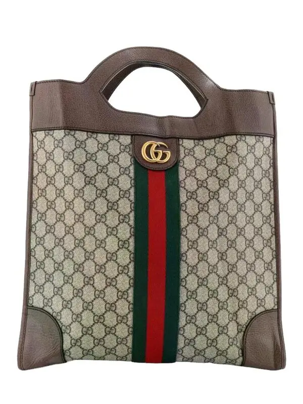 Gucci Ophidia Cut Out Handle Large Satchel - Brown