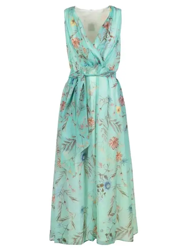 Eleventy Floral-print Midi Dress - Green