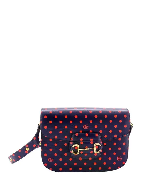 Gucci Horsebit 1955 Printed Leather Small Shoulder Bag - Blue
