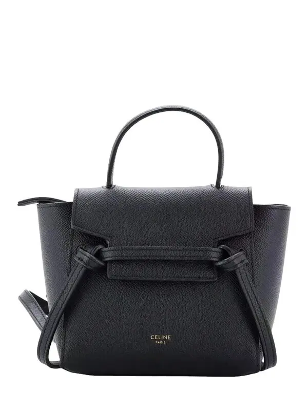 Celine Belt Bag Textured Leather Pico Shoulder Bag - Black