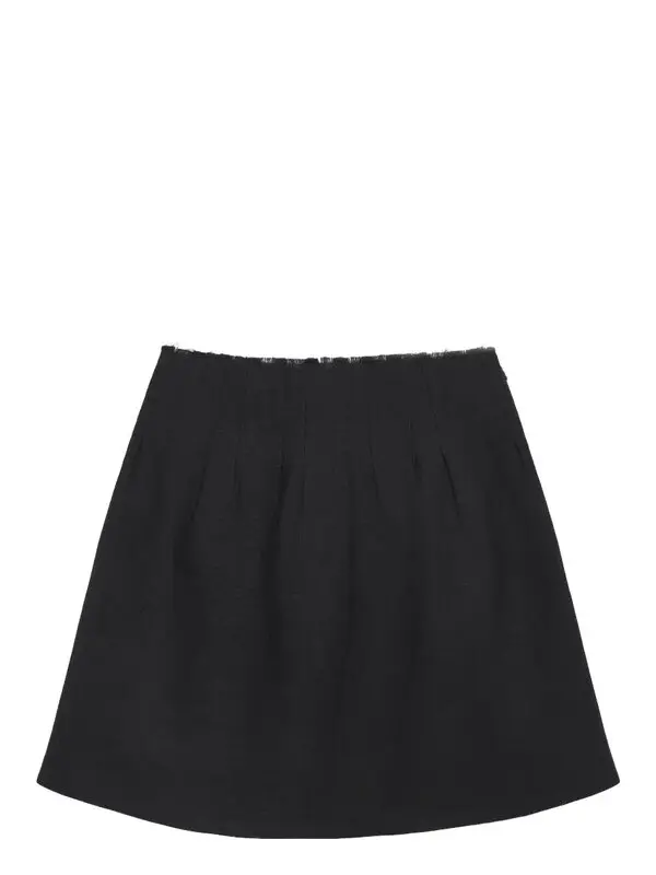 SHUSHU/TONG A-line Pleated Skirt With Fringe - Black