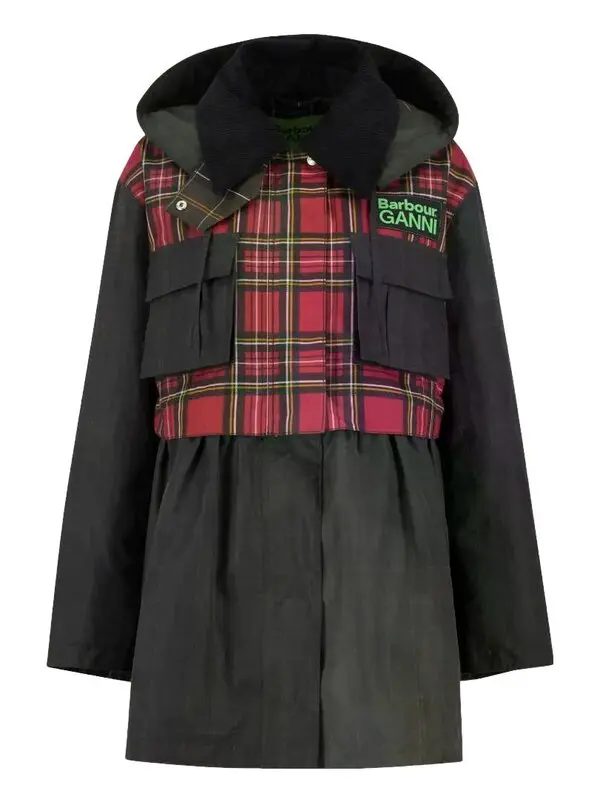 Barbour X Ganni Plaid-pattern Coat - Black