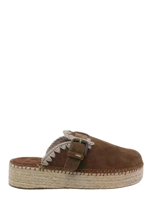 Mou Buckled Jute Clogs - Brown
