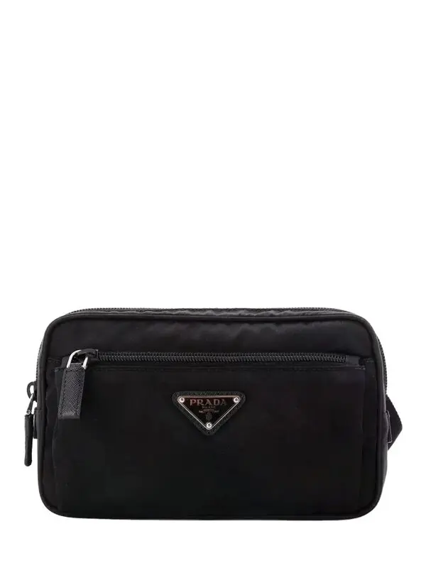 Prada Front Pocket Re-nylon With Saffiano Leather Belt Bag - Black