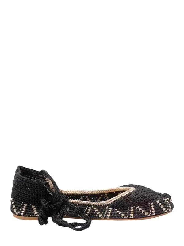 KASHURA Crochet Knit Ballet Flats - Black