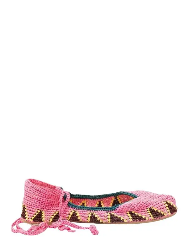 KASHURA Crochet Knit Ballet Flats - Pink