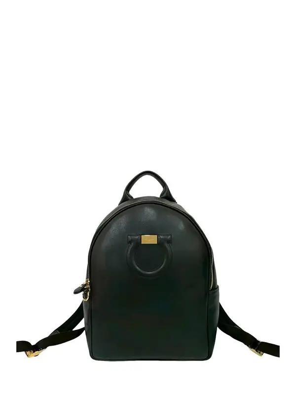 FERRAGAMO Leather Gancini City Zip Backpack - Black
