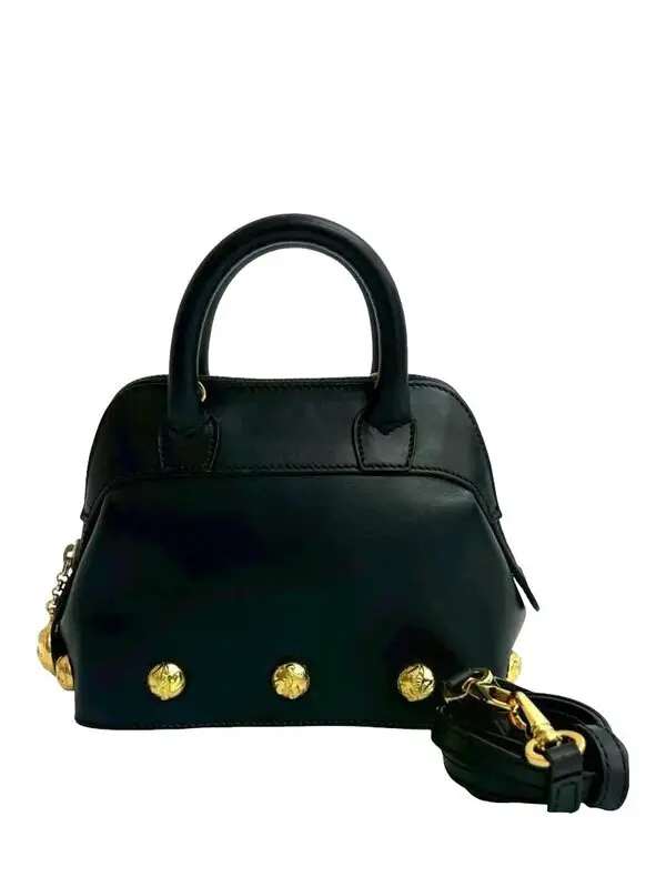 FERRAGAMO Mini Studded Leather Satchel - Black