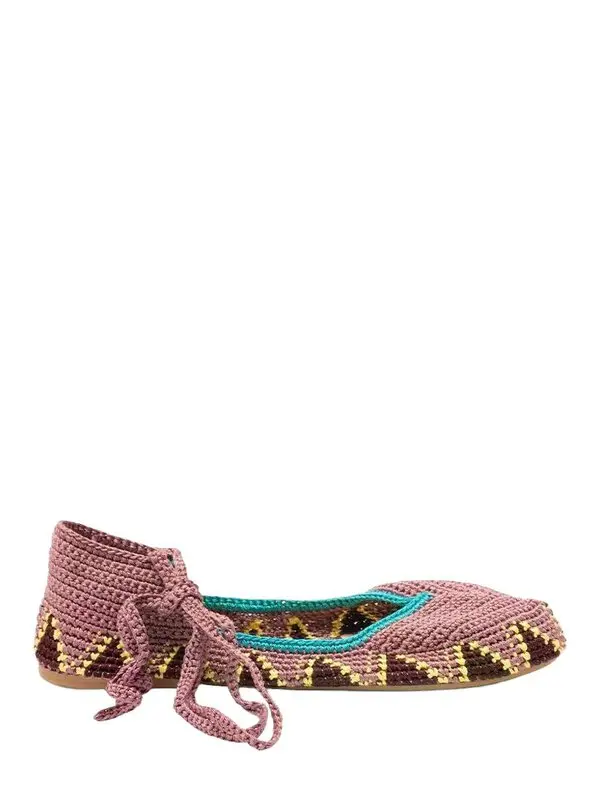 KASHURA Crochet Knit Ballet Flats - Pink