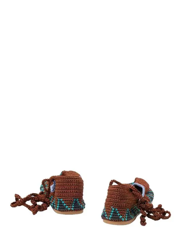 KASHURA High Crochet Ballet Flats - Brown
