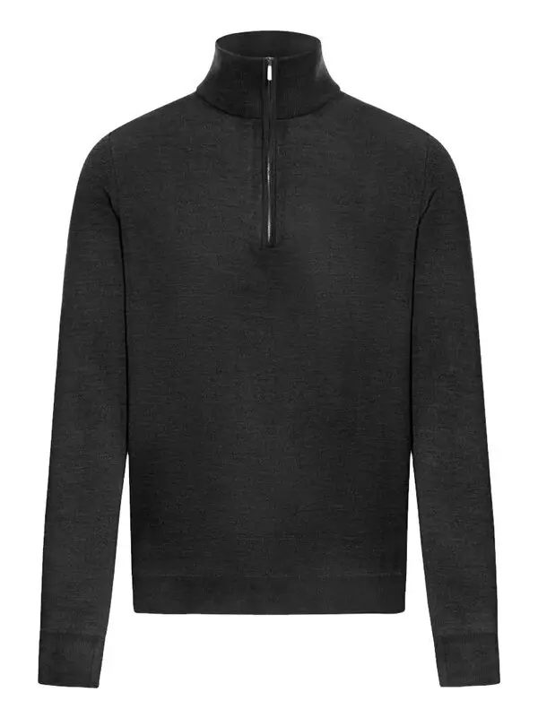 ZANONE Half Zip Turtleneck Sweater - Black