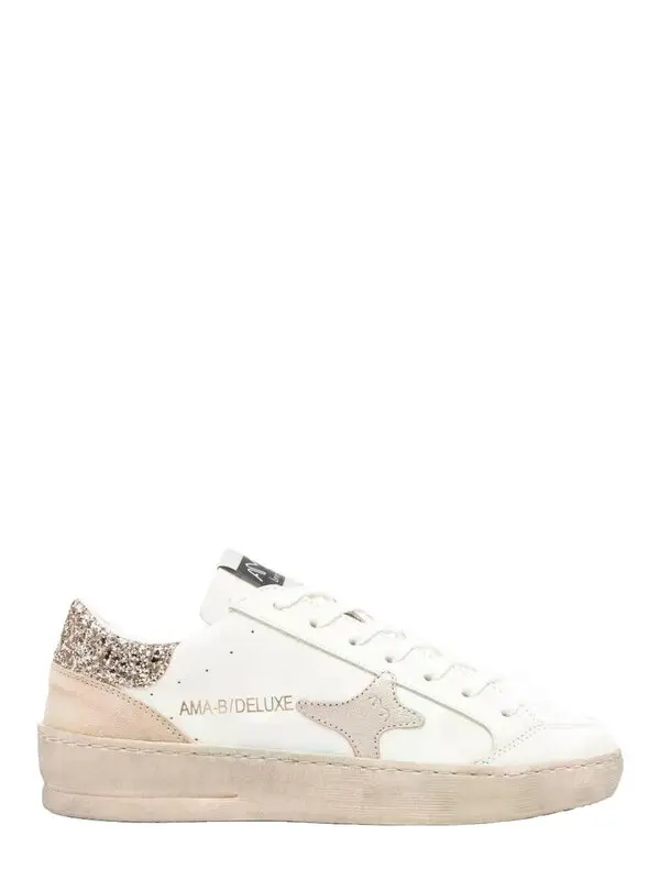 AMA-BRAND Glitter-detail Leather Sneakers - White