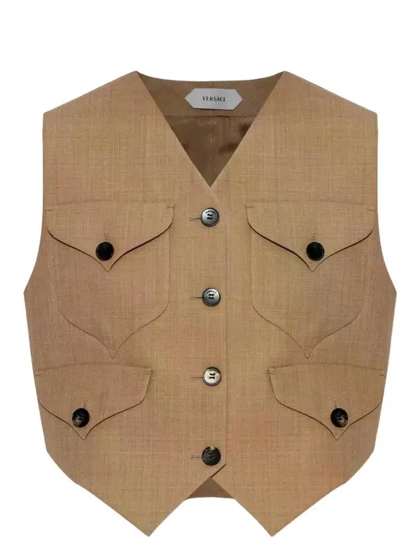Versace Wool Waistcoat - Brown