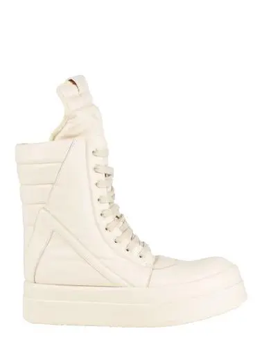Rick Owens Leather Flatform Ankle Boots - White