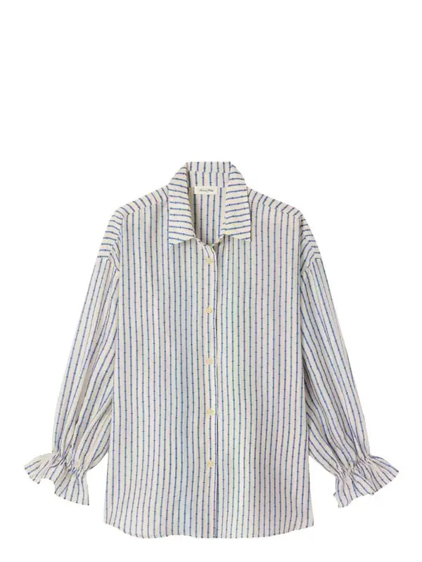 American Vintage Striped Shirt With Ruffled Cuffs - Neutrals