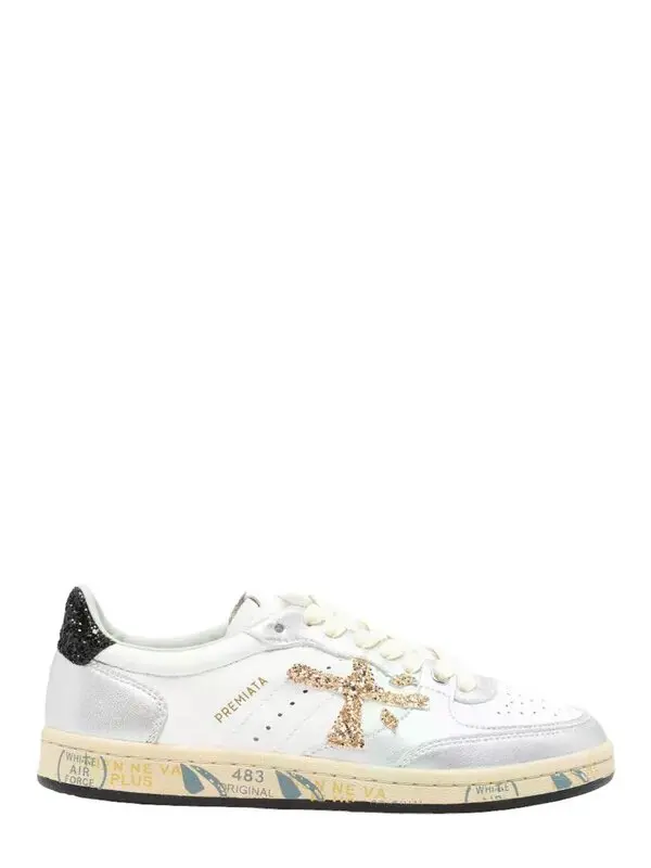 Premiata Glitter Appliqué Sneakers - White