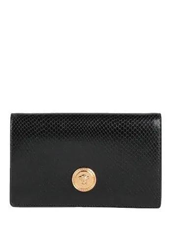 Versace Calfskin Clutch With Snakeskin Print - Black