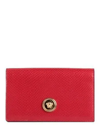 Versace Calfskin Clutch With Snakeskin Print - Red