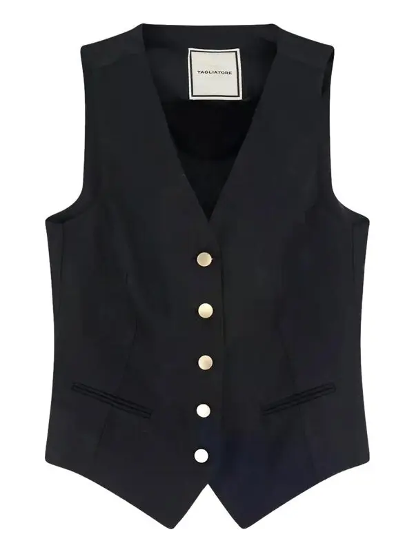 Tagliatore Button-front V-neck Vest - Black